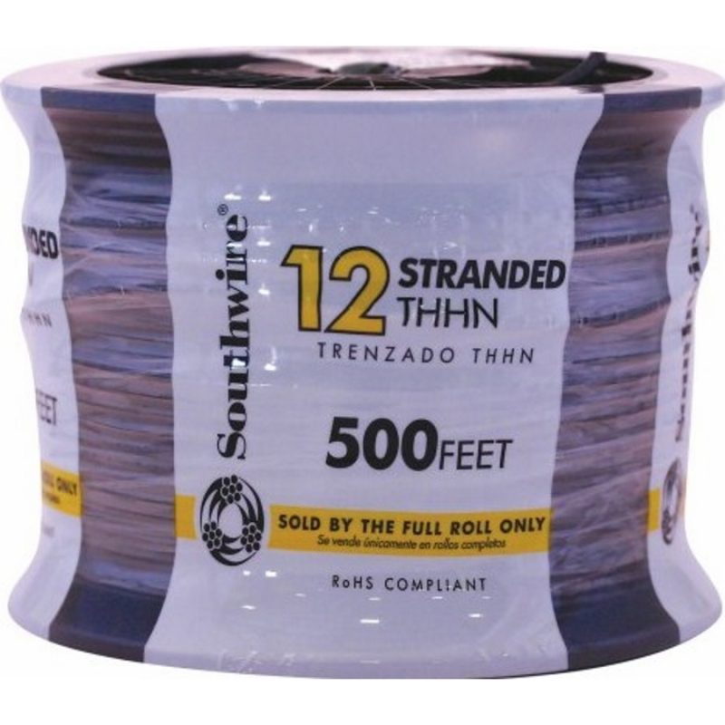 Southwire 500-ft 12-AWG Black Stranded Copper Thhn Wire (By-the-roll ...
