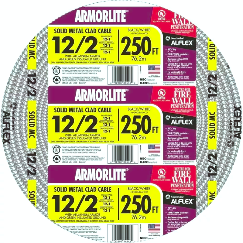 Southwire Armorlite 250-ft 12/2 Solid Aluminum MC (Metal Clad) Cable ...